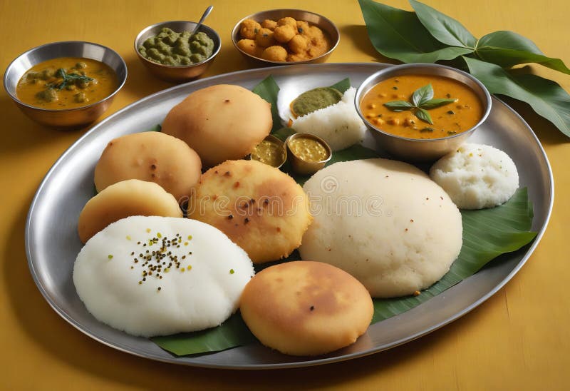 Idli Vada Sambhar ,South Indian Food Stock Illustration - Illustration ...