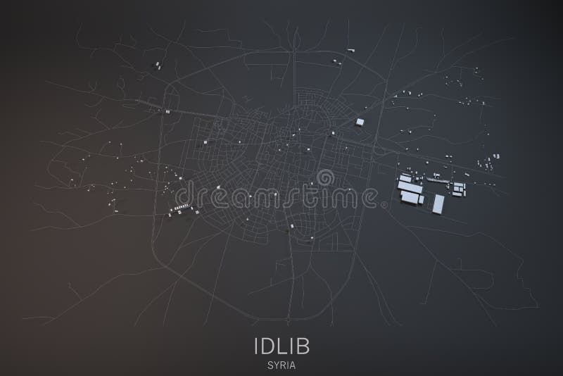 Idlib, Satellite View, Section 3d, Syria Stock Illustration ...