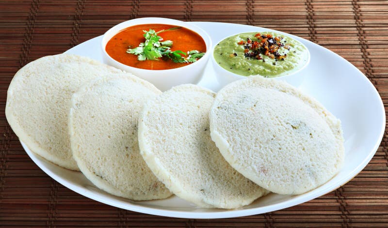 Idly with Sambar and Chutney. Stock Image - Image of india, spices ...