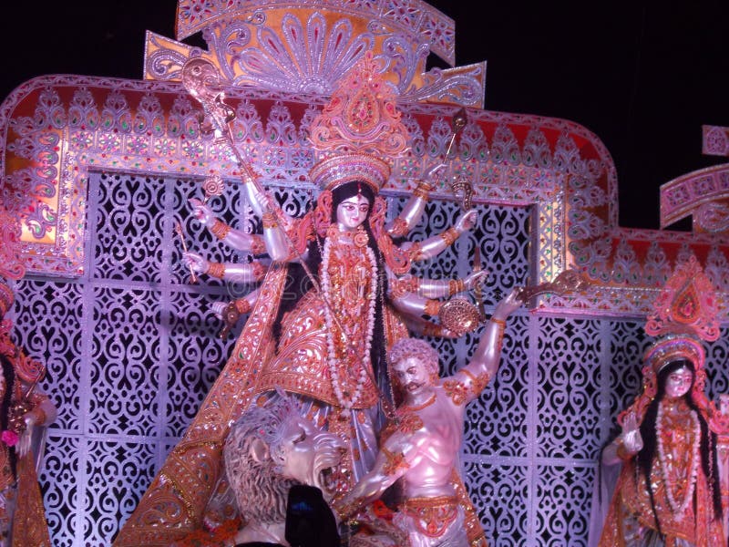 The Idol of Durga in the Durga Puja Celebration in Mumbai. Stock Photo ...