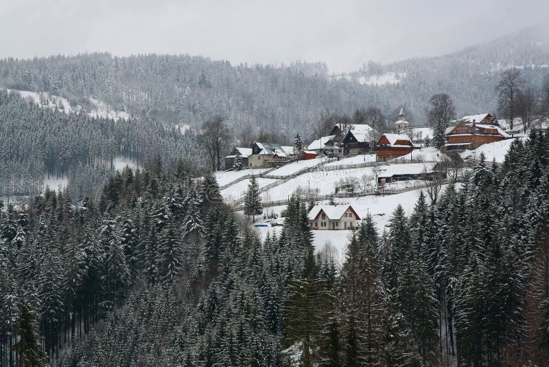 Alpine village in winter stock photo. Image of cold, panoramic - 13477268