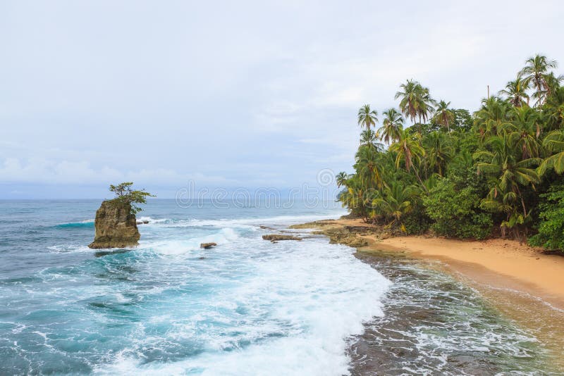 Idyllic Beach Manzanillo Costa Rica Stock Image - Image of cloudy, sand ...