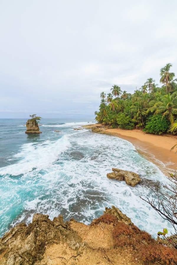 Idyllic Beach Manzanillo Costa Rica Stock Photo - Image of ocean, rock ...