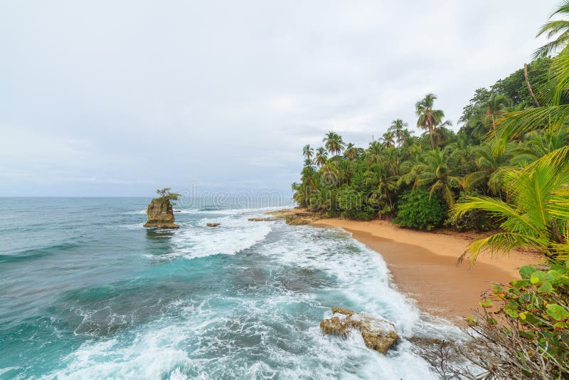 Idyllic Beach Manzanillo Costa Rica Stock Photo - Image of overcast ...