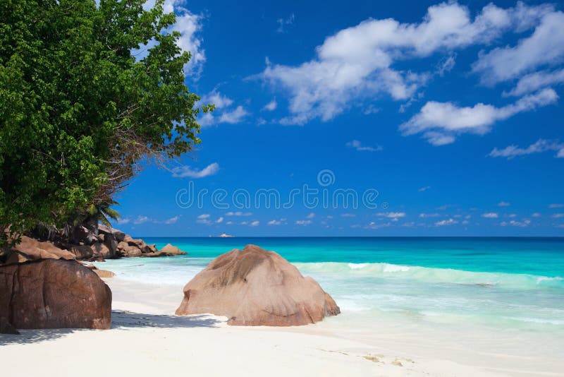 Idyllic Beach in Seychelles Stock Photo - Image of coastline, ocean ...