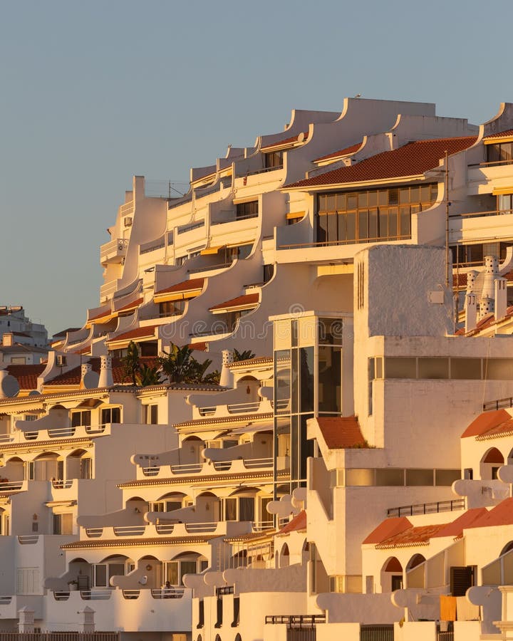 Several Apartments on the Beach Side at Sunset Time in the Foreground ...