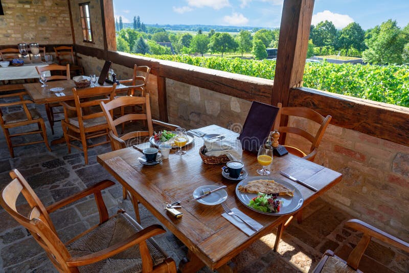 Idyllic Breakfast Table with a Nice View in the Nature Stock Photo ...