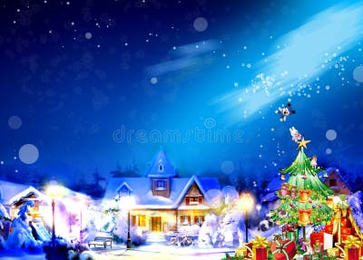 Idyllic Christmas time stock illustration. Illustration of window ...