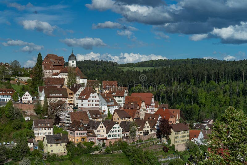 Idyllic City View from Hill Top Stock Image - Image of forest, framing ...