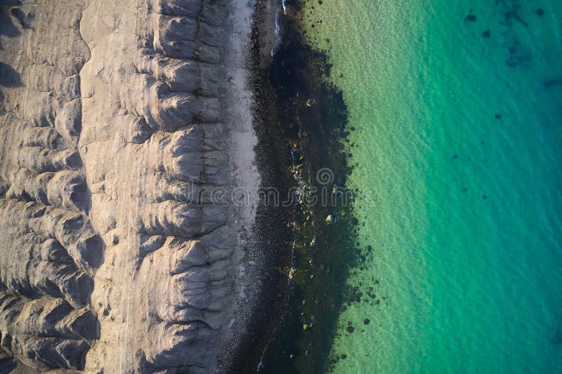 Idyllic Cliff and Ocean View from Drone Stock Image - Image of blue ...