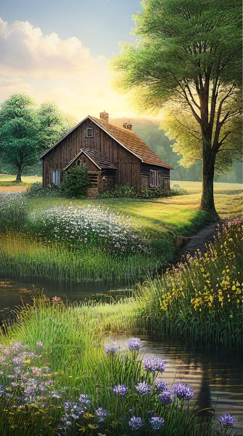 Idyllic Countryside Landscape Illustration Artificial Intelligence ...