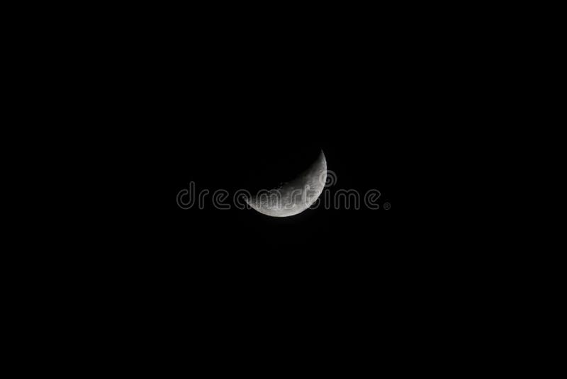 Idyllic Crescent Moon in Clear Dark Sky at Night Stock Image - Image of ...