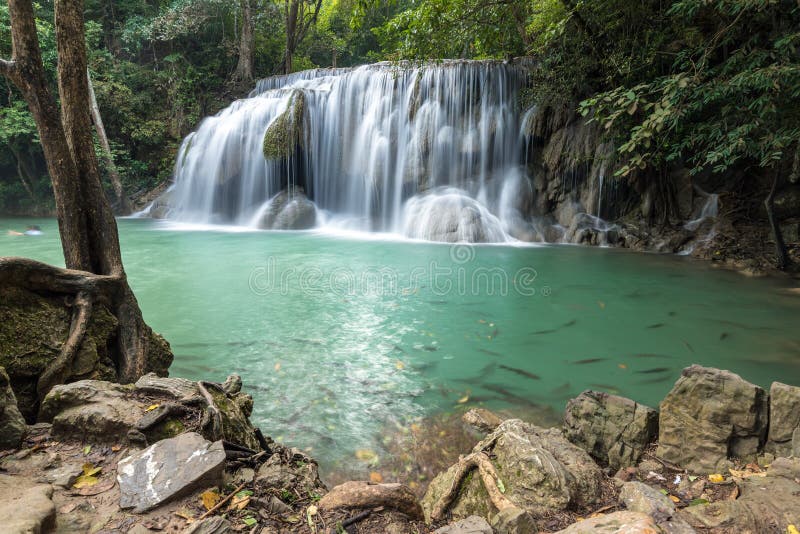 Idyllic Erawan Waterfall Level 1 Stock Photo - Image of erawan, outdoor ...