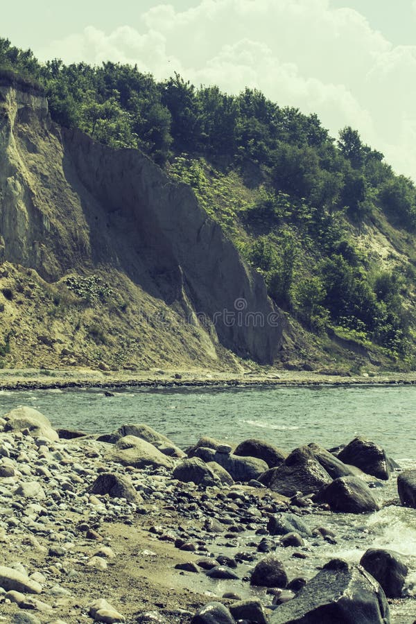 Idyllic Holiday View Sea Beach Sand and Cliffs Stock Image - Image of ...