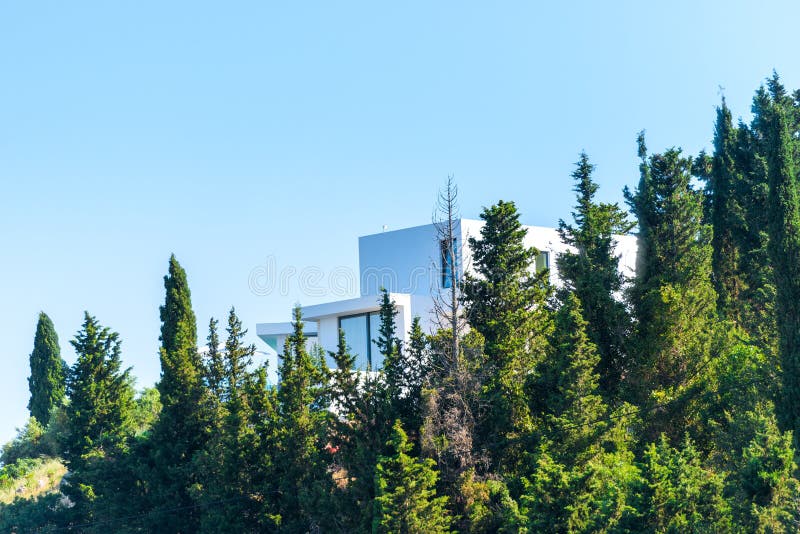Idyllic House in Summer Day among Stock Photo - Image of nature, green ...