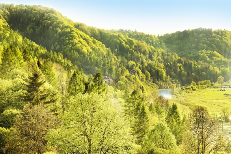 Idyllic Landscape of Polish Mountains Stock Photo - Image of background ...