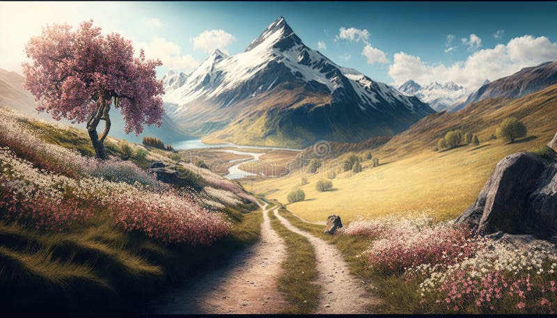 Idyllic Mountain Landscape in the Alps with Blooming Meadows in ...