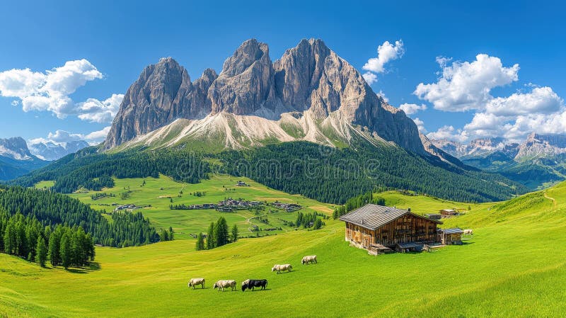 Idyllic Mountain Pasture with Chalet: a Tranquil Landscape with Cows ...