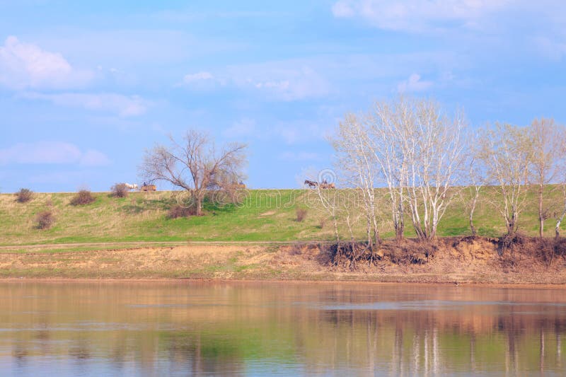 Idyllic nature with river stock image. Image of riverside - 238906815