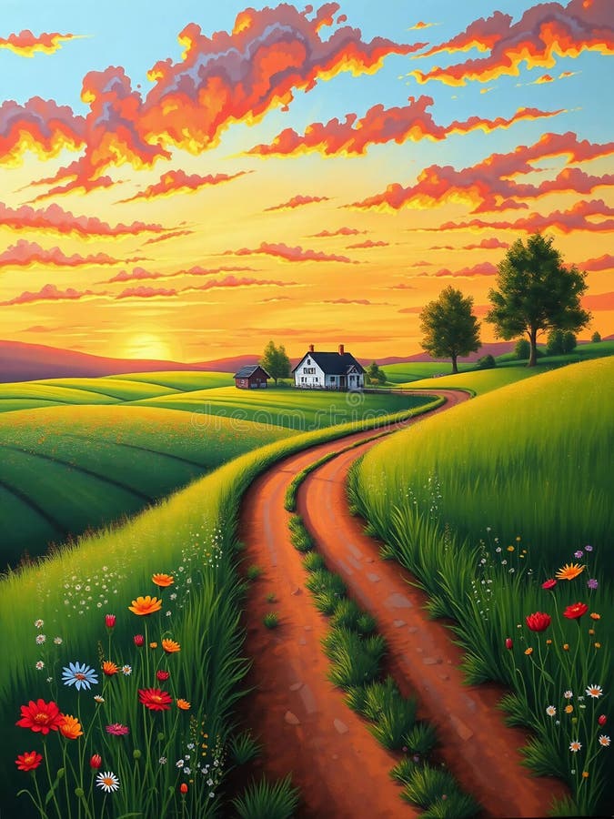 An Idyllic Pastoral Setting, Where a Tranquil Pathway Winds through ...