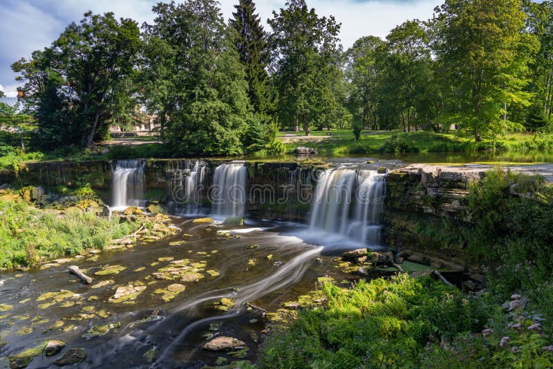 Idyllic River Landscape in the Forest with a Waterfall Stock Image ...