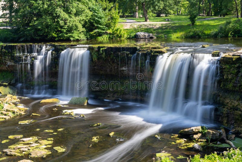 Idyllic River Landscape in the Forest with a Waterfall Stock Photo ...