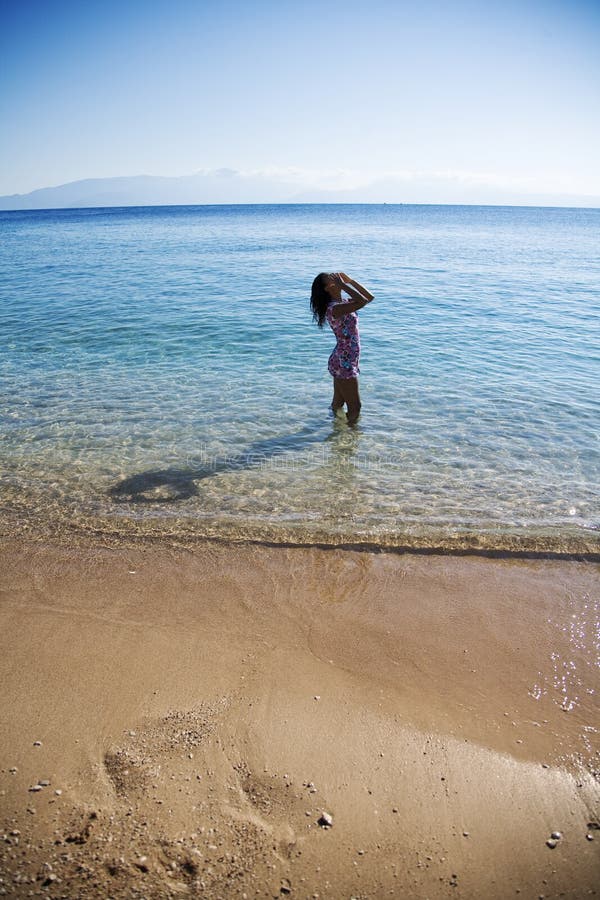 Idyllic scene stock image. Image of woman, blue, people - 4395093