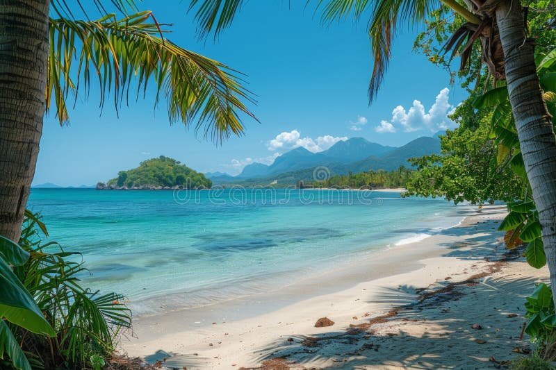 Idyllic and Secluded Beach Scene with Smooth Sands and Tranquil Azure ...