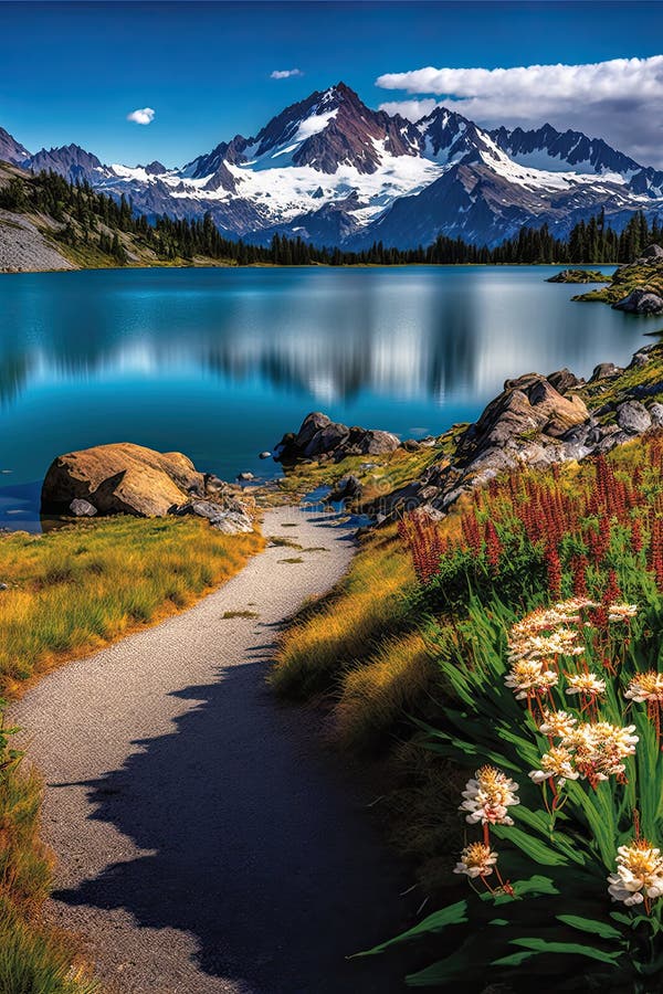 Idyllic Spring Landscape with Clear Mountain Lake in Somewhere Site ...