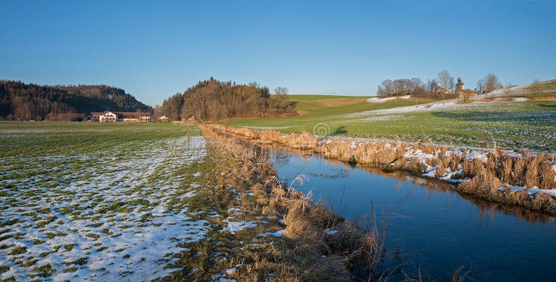 Idyllic Stream Valley at the End of Winter Stock Image - Image of river ...