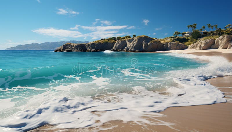 Idyllic Summer Coastline, Turquoise Wave Reflects Beauty of Nature ...