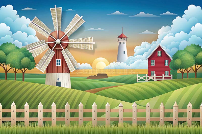 Idyllic Sunset Over Farm Fields Stock Image - Image of green, summer ...