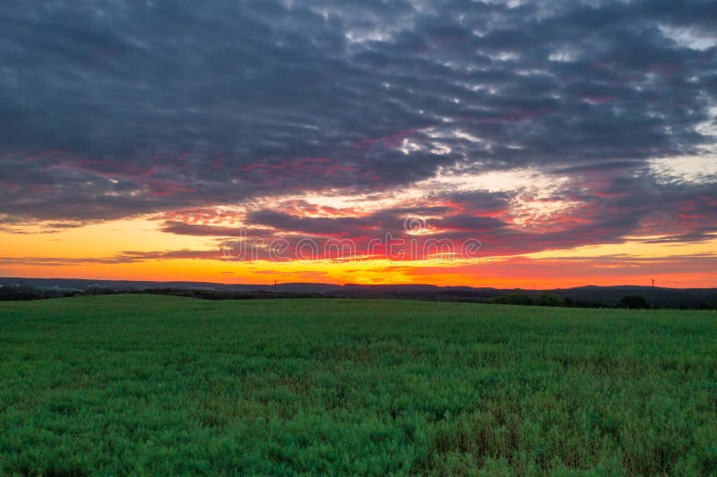 Idyllic Sunset Over the Meadow in Poland Stock Photo - Image of country ...