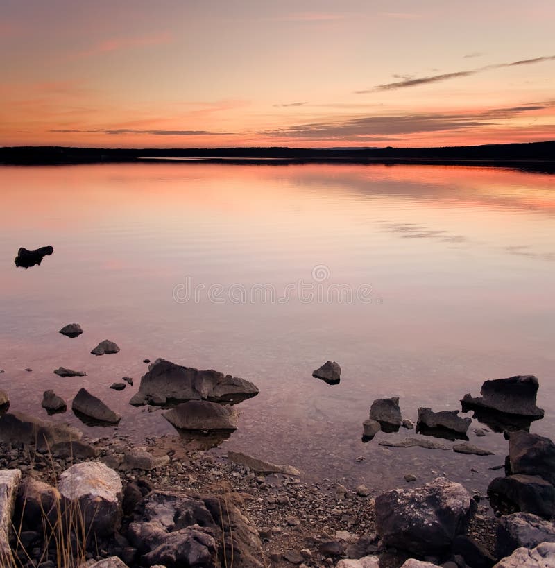 Idyllic Sunset Over Sea Water Stock Photo - Image of summer, horizon ...