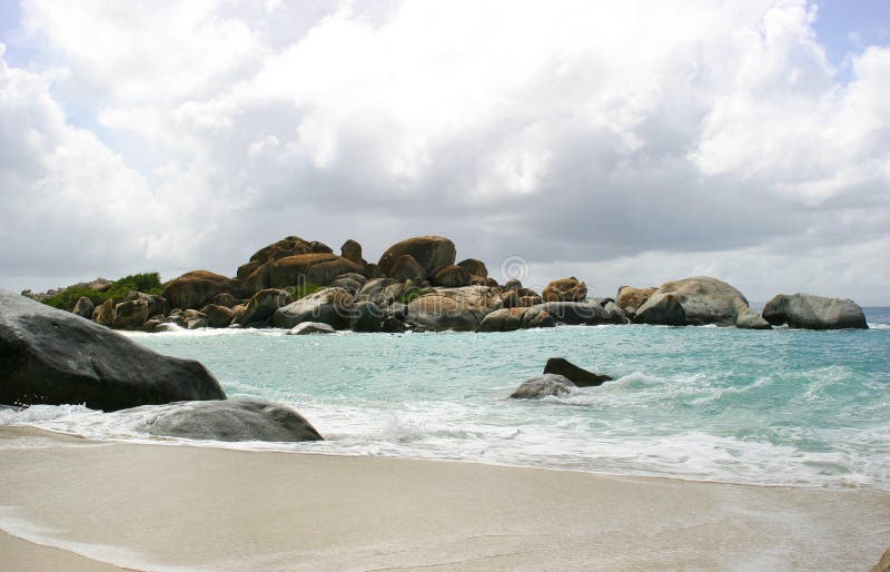 The Baths Beach Virgin Gorda Stock Photo - Image of ocean, deserted ...