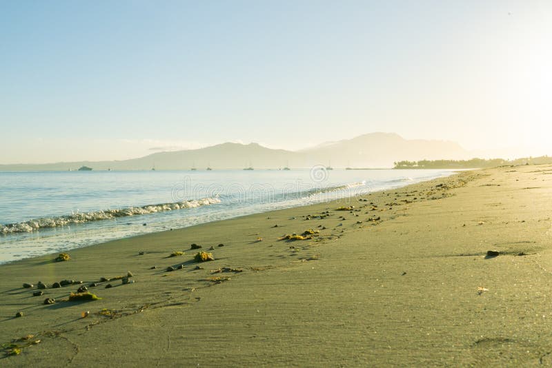 Idyllic Tropical Island Beach Scene at Sunrise Stock Image - Image of ...