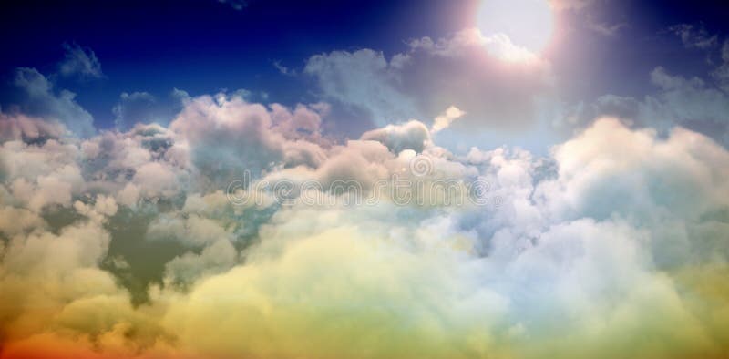 Idyllic View of Bright Sun Over Clouds during Sunny Day Stock Image ...