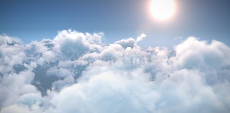 Idyllic View of Bright Sun Over Clouds during Sunny Day Stock Photo ...