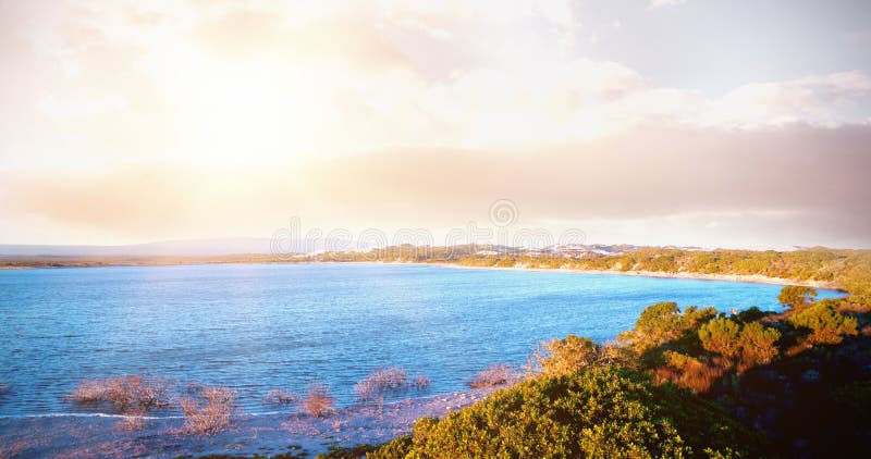 Idyllic view of sea stock illustration. Illustration of clear - 93176468