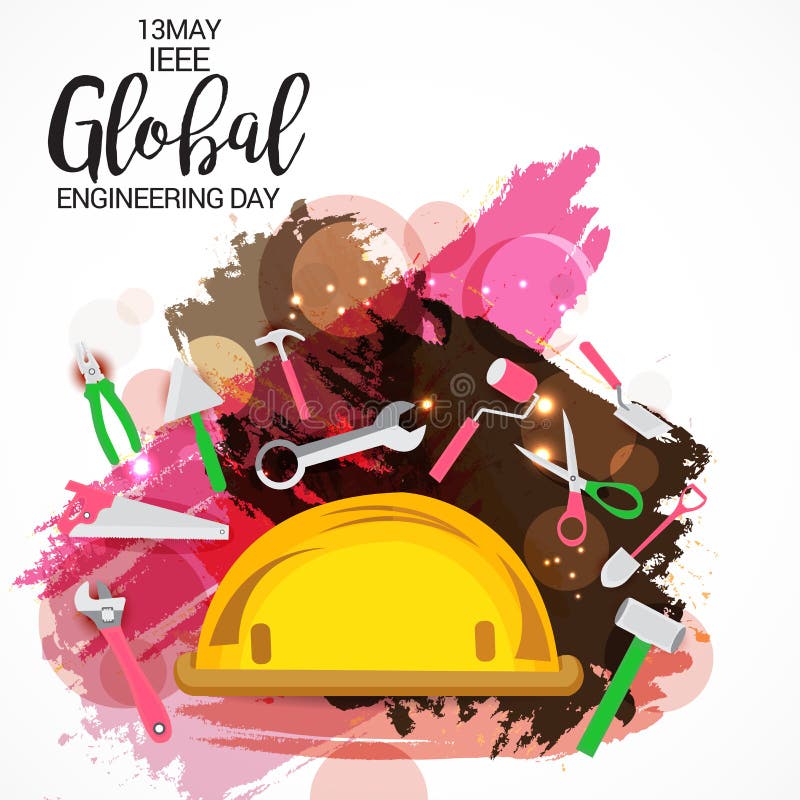 Global Engineering Icon. Engineer or Architect Helmet Sign. Vector ...