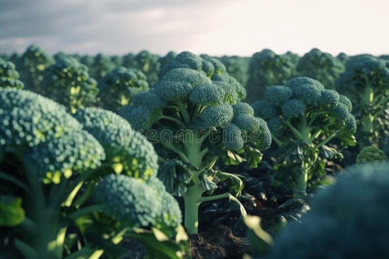 Ield with Green Broccoli Realistic Organic Illustration Generative AI ...