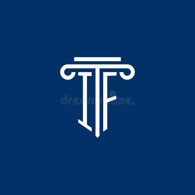 IF Initial Logo Monogram with Simple Pillar Icon Stock Illustration ...