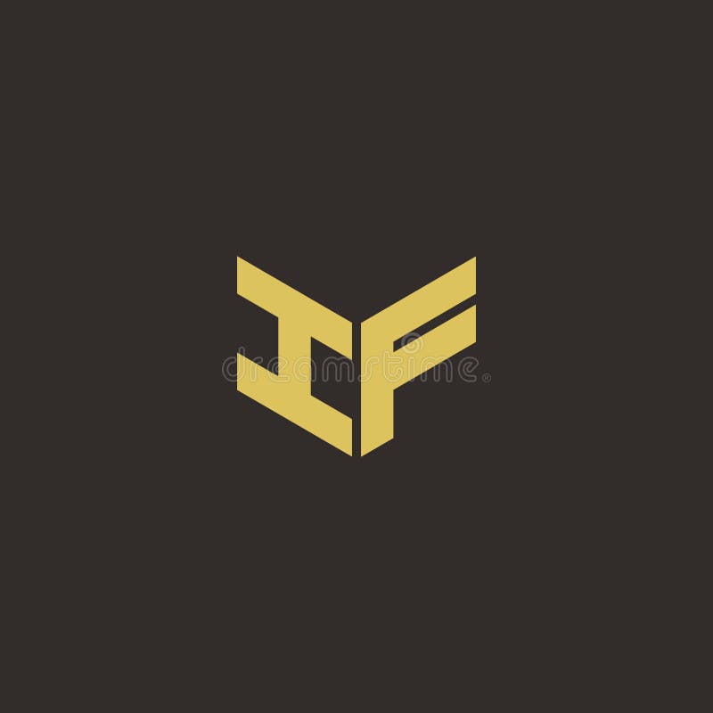 IF Logo Letter Initial Logo Designs Template with Gold and Black ...
