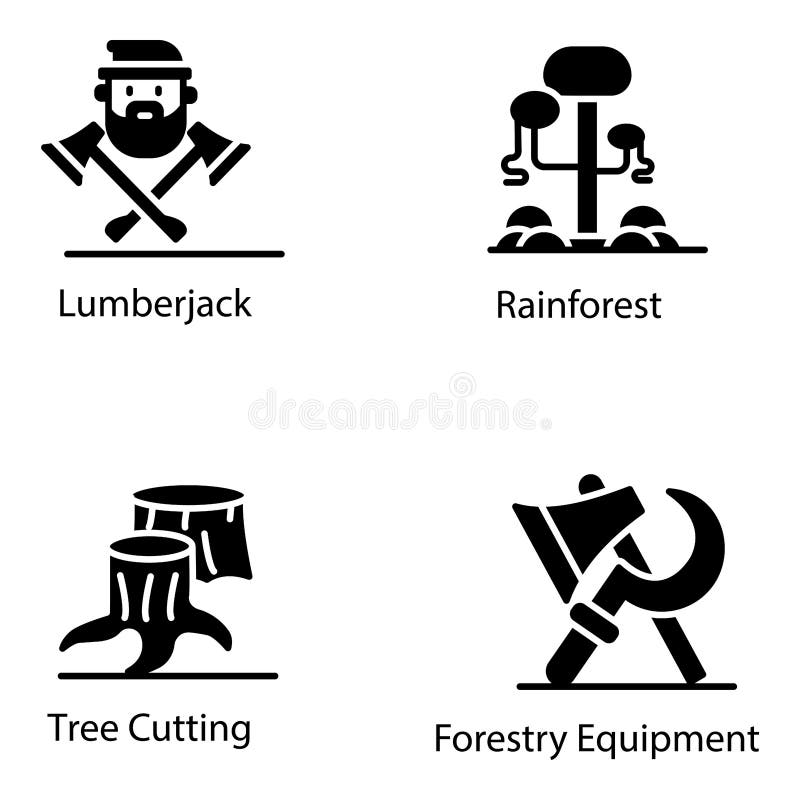 Forestation Solid Icon Vectors Pack Stock Vector - Illustration of ...