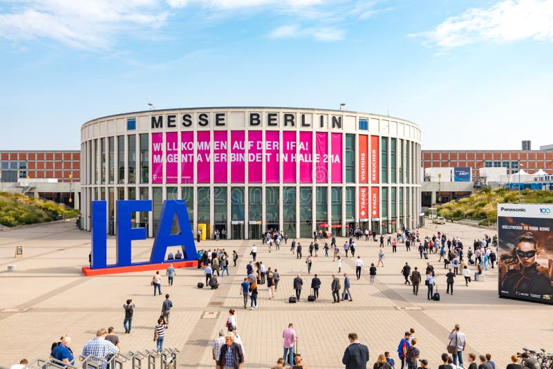 Berlin ICC (Messe Berlin) And Funkturm With Traffic And Lights Stock ...