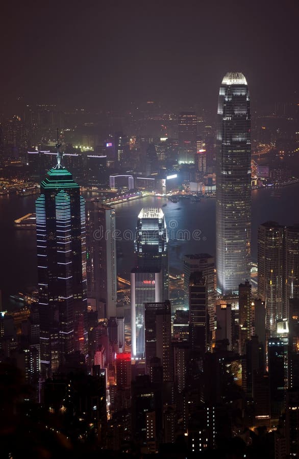 IFC Hongkong by Night stock image. Image of ocean, scene - 11628791