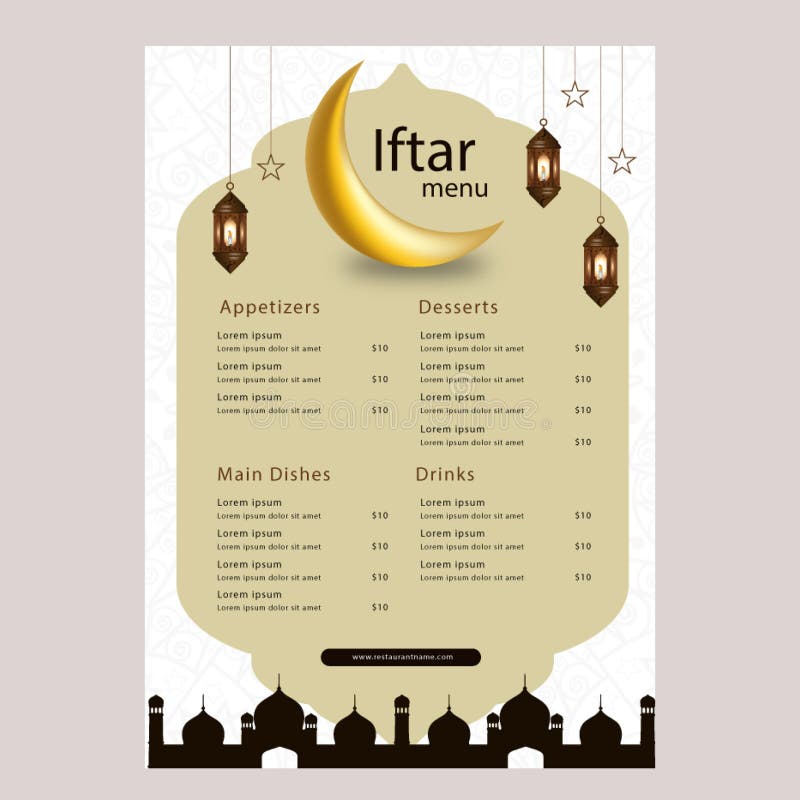 Iftar Ramadan Menu A4 Template Design Editable Stock Vector ...
