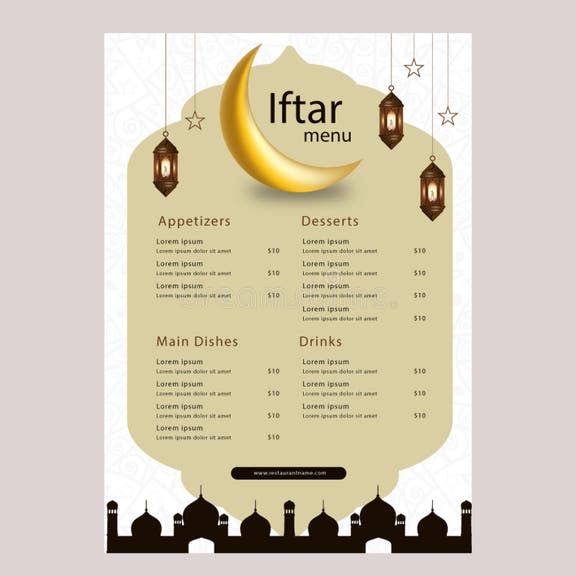 Iftar Ramadan Menu A4 Template Design Editable Stock Vector ...