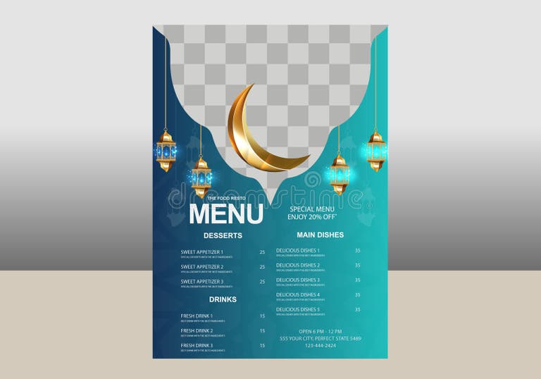 Iftar Ramadan Menu Template A4 Print Template Stock Vector ...