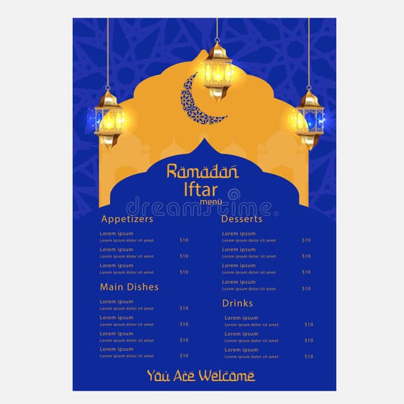 Iftar Ramadan Menu A4 Template Design Editable Stock Vector ...